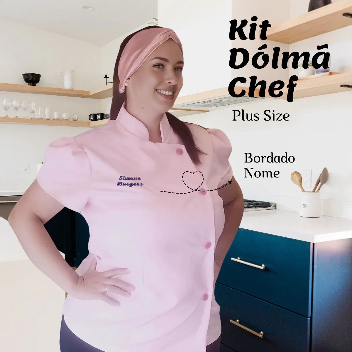 Dólmã Chef Gourmet Kit Confeitaria PLUS SIZE – Nuvens de Algodão